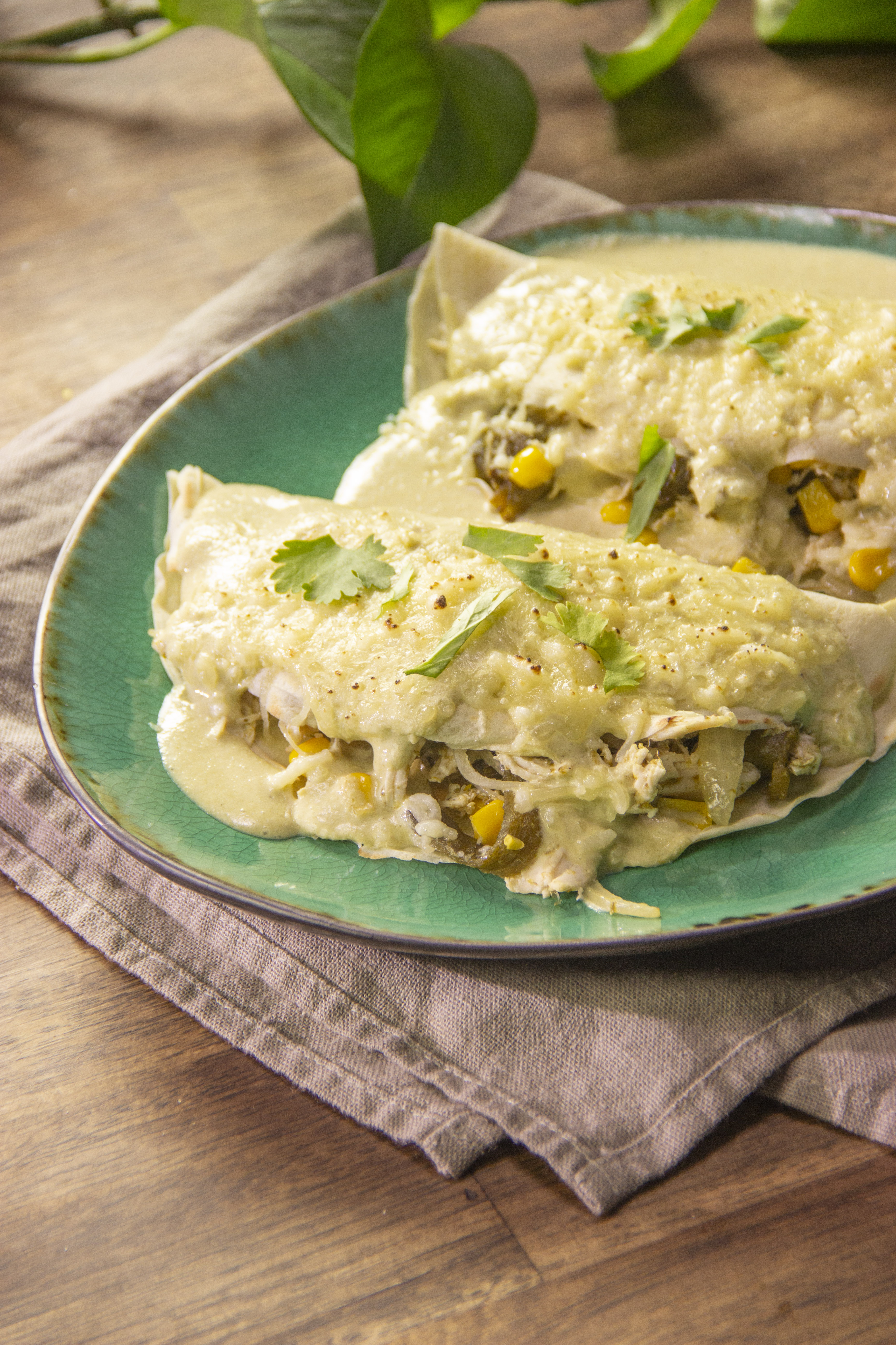 Receta de crepas con chile poblano y elote